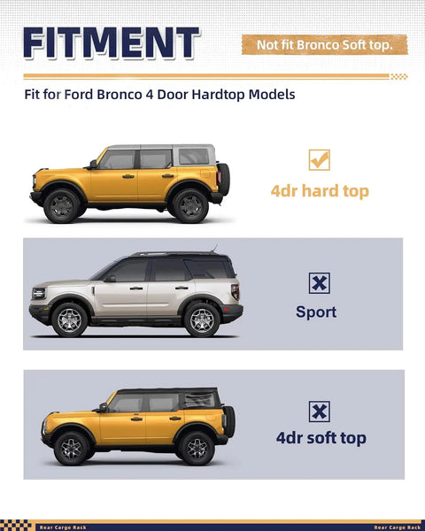 300LB Rear Foldable Cargo Basket Rack Fit for 2021-2025 Ford Bronco 4 ...