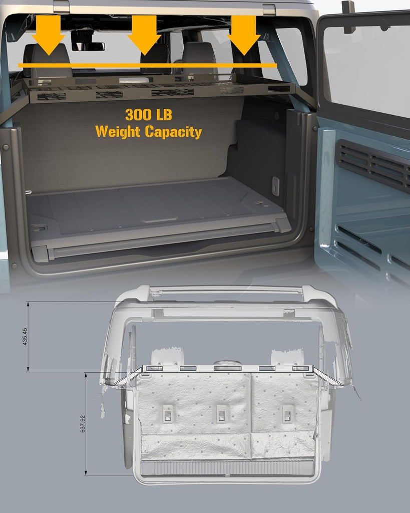 Interior Rear Cargo Basket Rack Fit for 2021-2023 Ford Bronco 4 Door ...