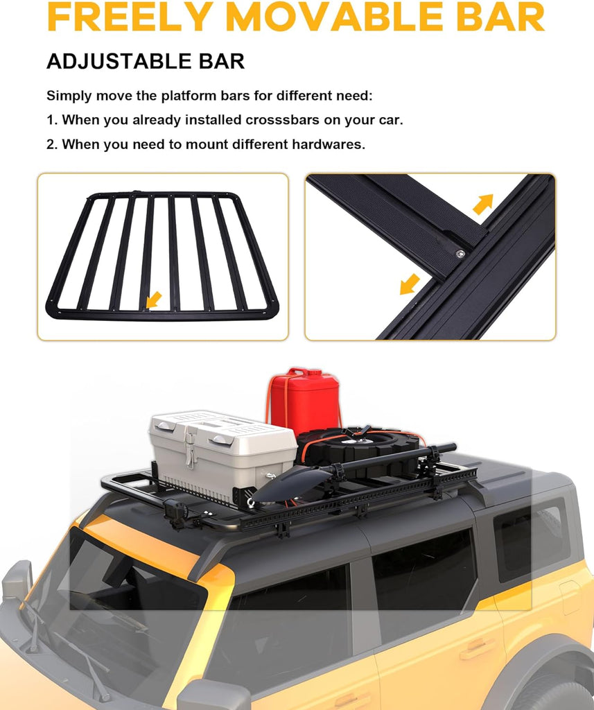 Roof Platform Fit for 2021-2024 Ford Bronco with Roof Rail Roof Rack ...
